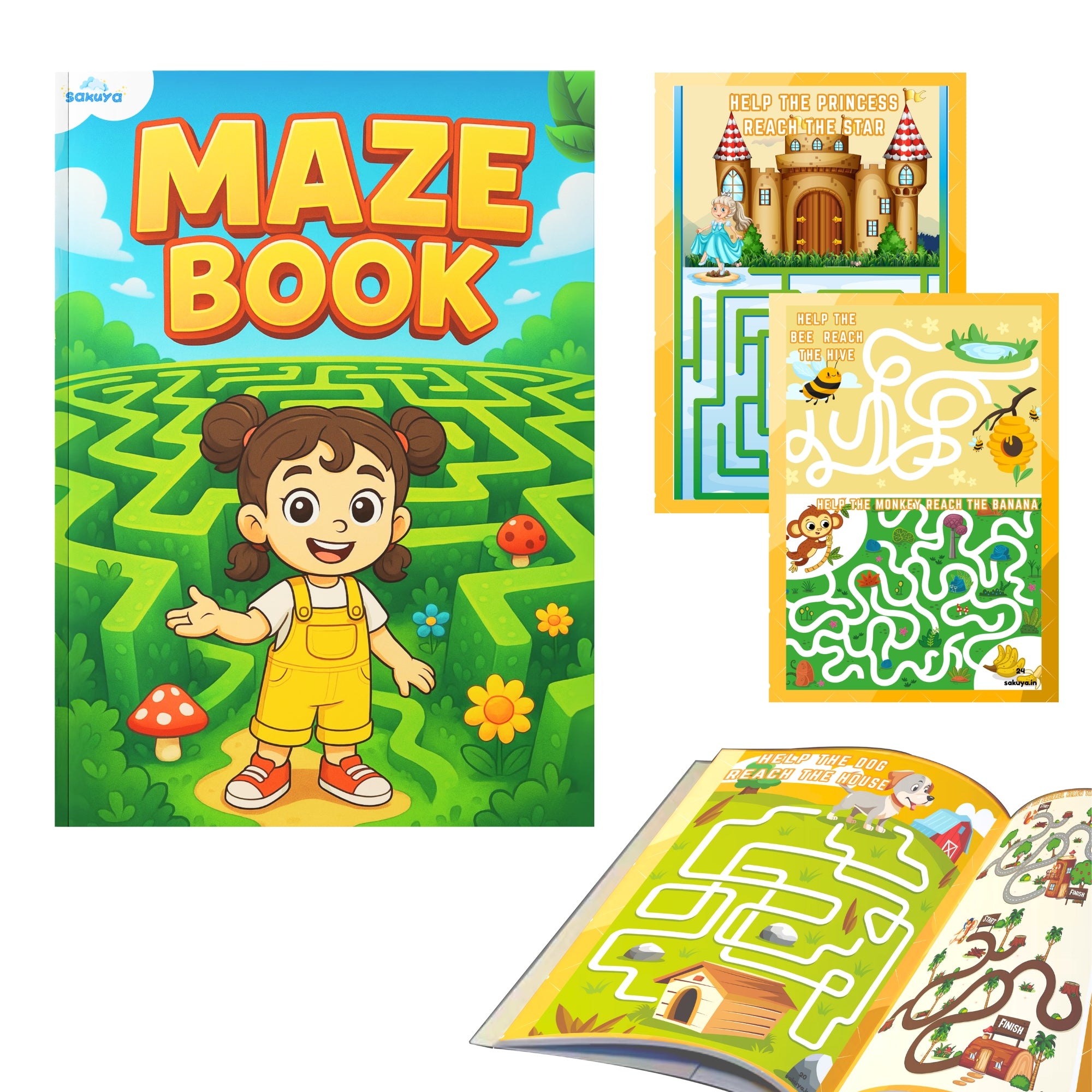 Sakuya Maze Activity Book for Kids – Fun and Challenging Mazes with Vi